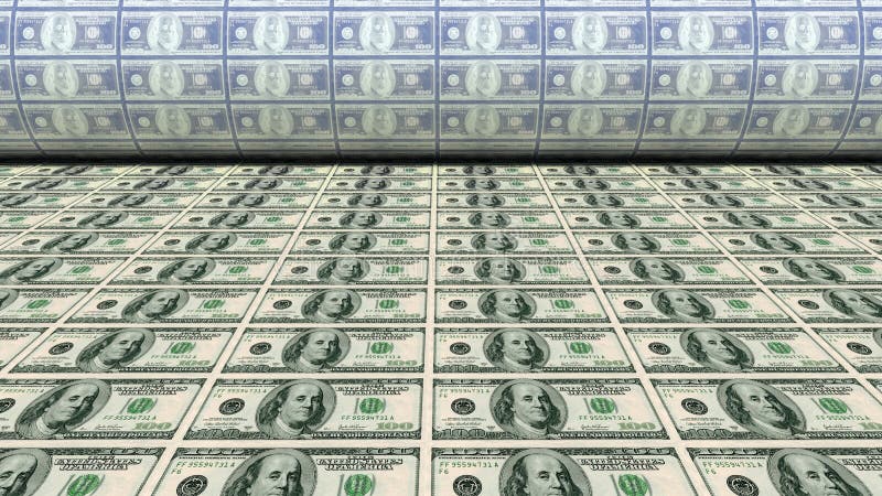 Printing Money New 100 Dollar Bills Stock Illustration - Illustration ...