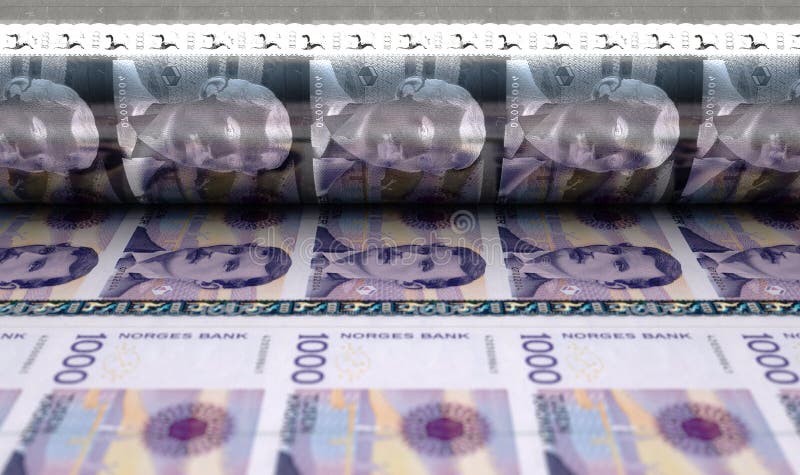 Printing Norwegian Kroner Notes Stock Image - Image of business, money ...
