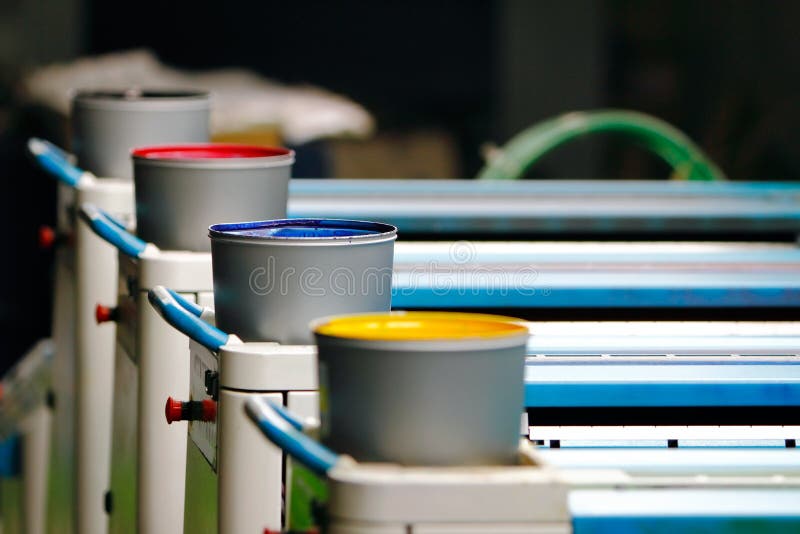 Ink Rollers on Offset Printing Machine Stock Image - Image of machine ...