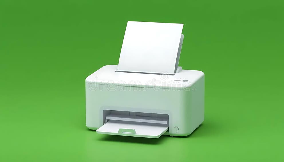 White Printer on Green Background Stock Photo - Image of minimalist ...