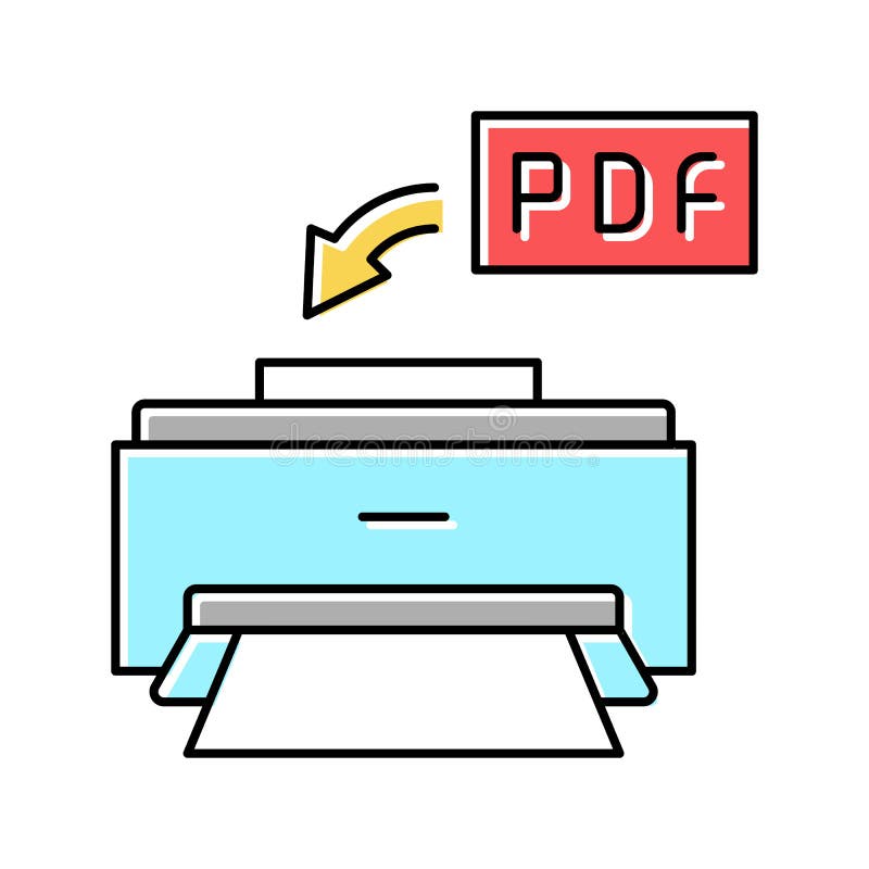 Printing Pdf File Color Icon Vector Illustration Stock Vector ...