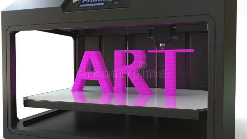 Printing Pink ART Text with a 3D Printer, 3D Rendering Stock ...