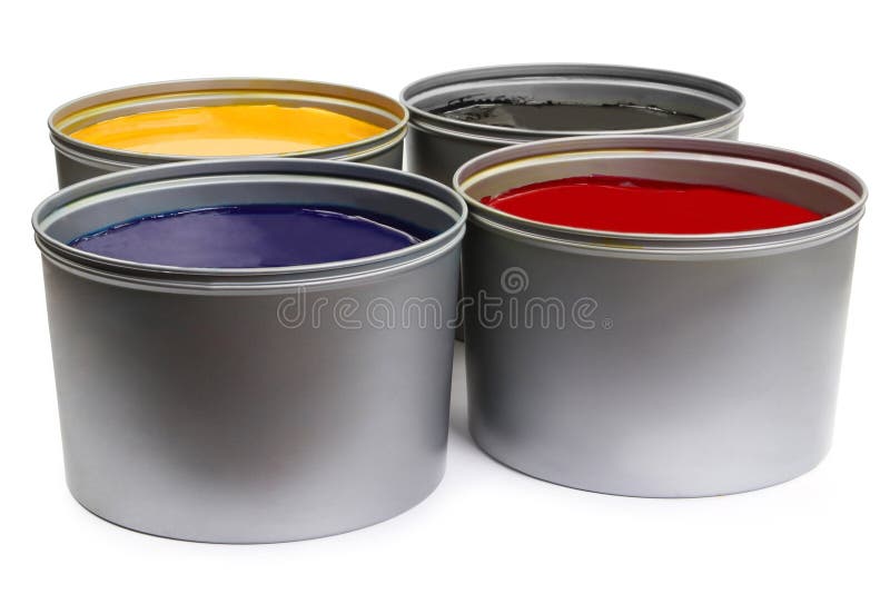 Printing Press Inks, Cyan, Magenta, Yellow Stock Photo - Image of ...