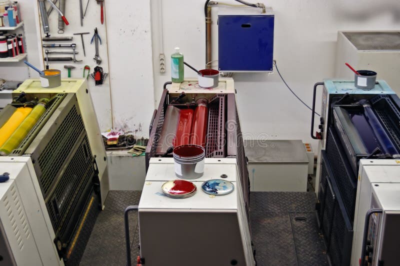 Printing press colors stock image. Image of color, press - 18844345