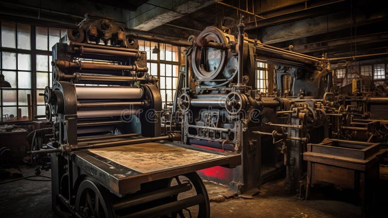 Printing Press with Ink Rollers. Generative AI Stock Illustration ...