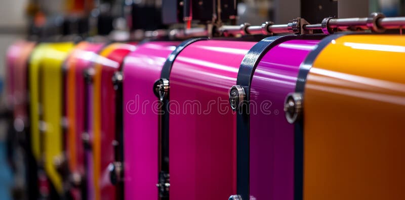 The Printing Press Machine, Equipped with Colorful CMYK Ink, Performs ...