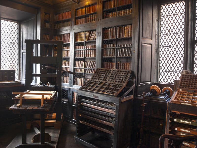 Printing Press with Upper and Lower Case Storage Box Editorial Image ...