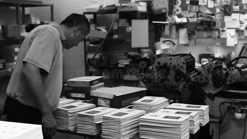 Printing Press Working in Black and White Stock Video - Video of ...