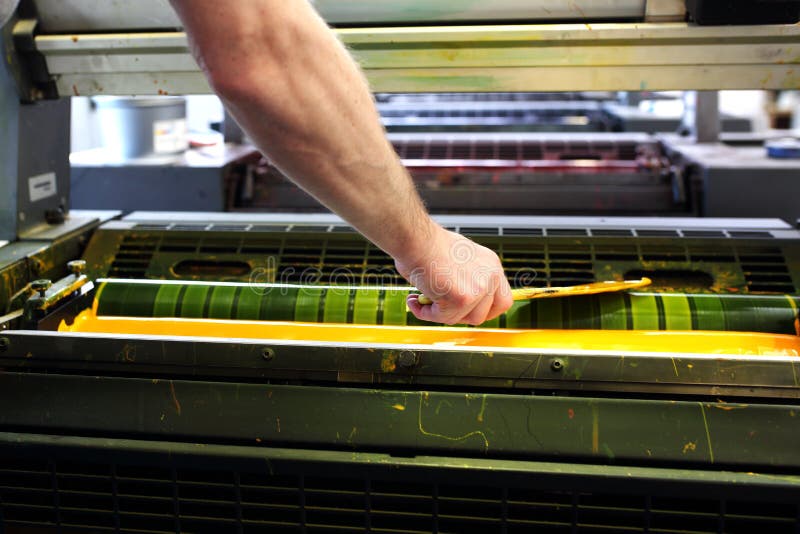 Printing. Printing Machine. the Printer Applies Ink Inks. the Printing ...