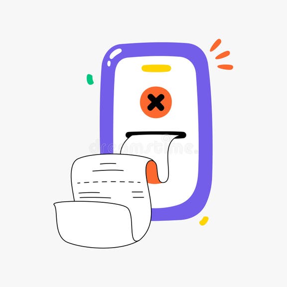 Printing Receipt Error from Smartphone in Flat Vector Illustration ...