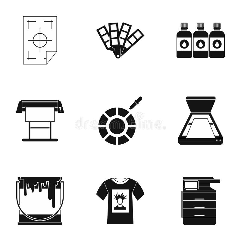 Printing Services Icons Set, Simple Style Stock Vector - Illustration ...