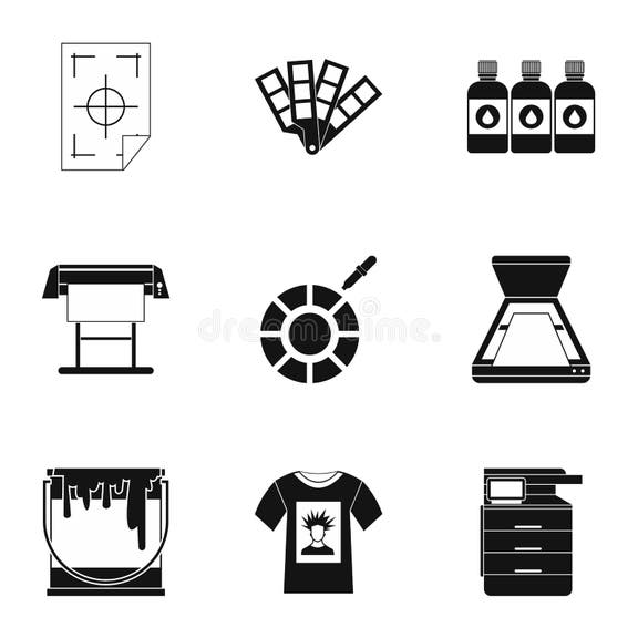 Printing Services Icons Set, Simple Style Stock Vector - Illustration ...