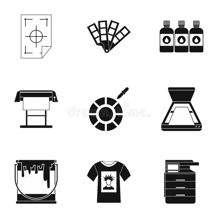 Printing Services Icons Set, Simple Style Stock Vector - Illustration ...