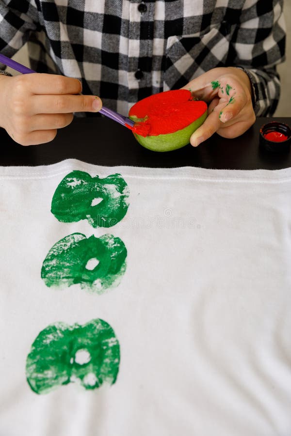 Printing of Stamps. Handmade with an Exclusive Print on Clothes. Step ...