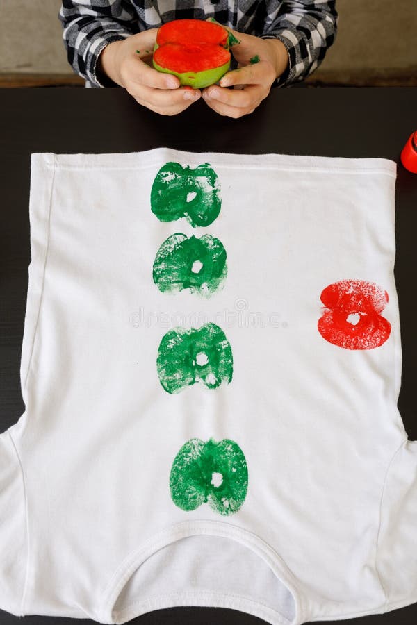 Printing of Stamps. Handmade with an Exclusive Print on Clothes. Step ...