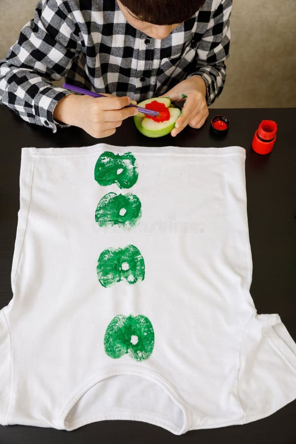 Printing of Stamps. Handmade with an Exclusive Print on Clothes. Step ...