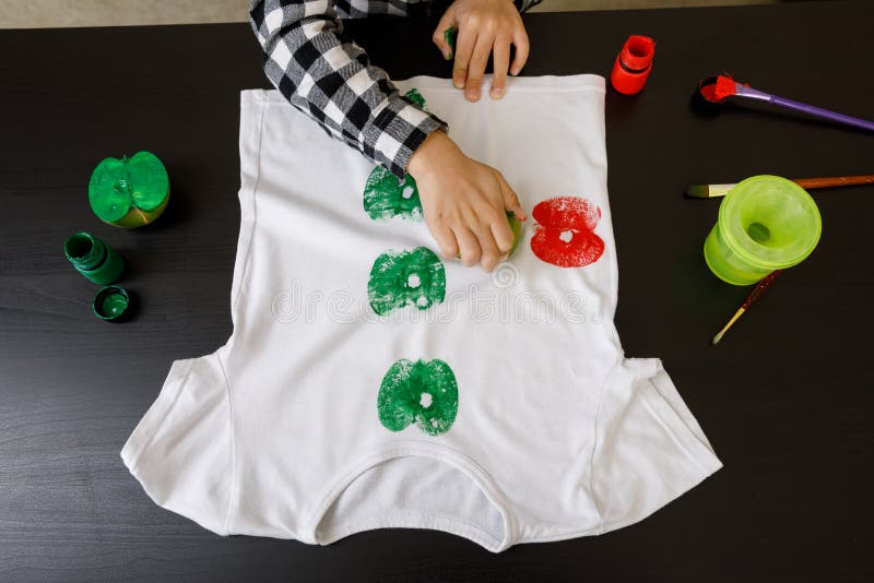 Printing of Stamps. Handmade with an Exclusive Print on Clothes. Step ...