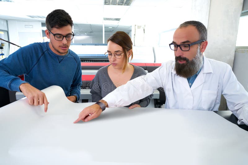 Printing Team at Industry Plotter Printer Stock Image - Image of color ...