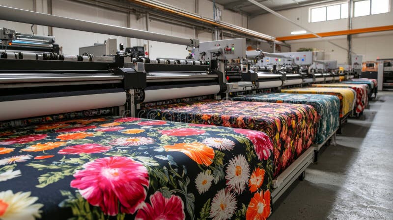 Printing Textiles with Sublimation Uses Heat To Transfer Designs Stock ...