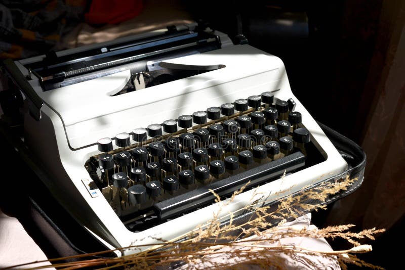 Printing Typewriter with Russian Letters Stock Photo - Image of button ...