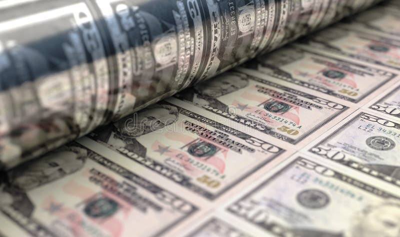 Printing US Dollar Notes stock illustration. Illustration of concept ...