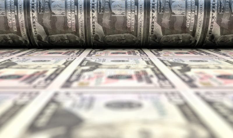 Printing US Dollar Notes stock illustration. Illustration of plate ...