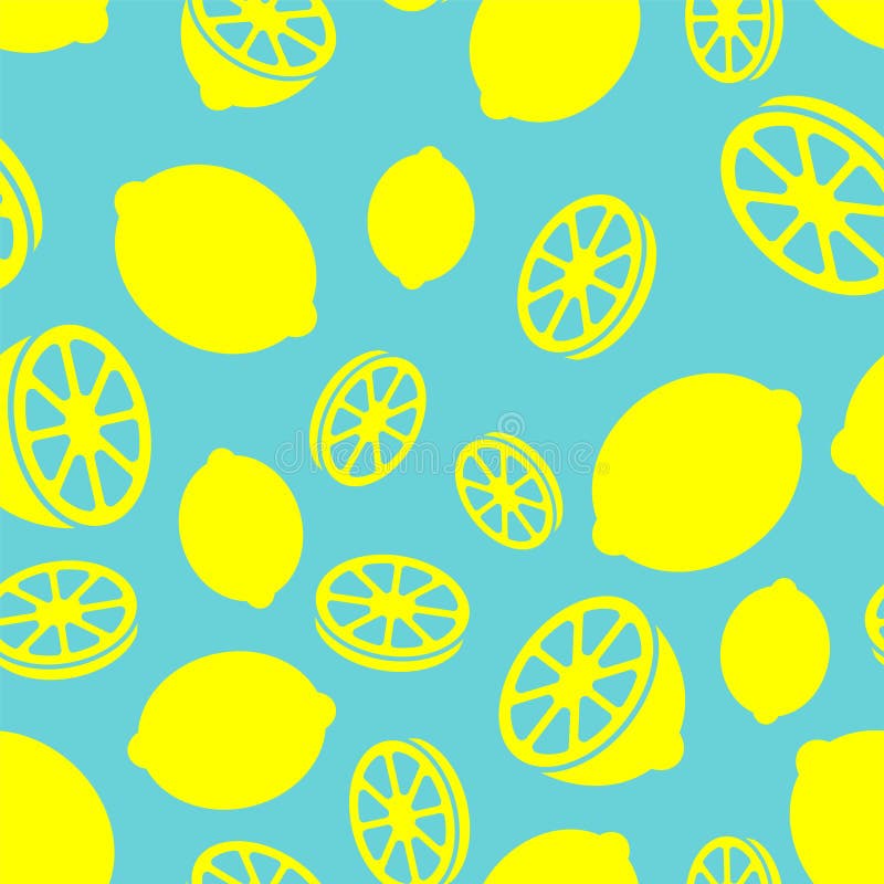 PrintLemon Pattern Seamless. Whole Fruit, Slice and Lemon Wedge ...