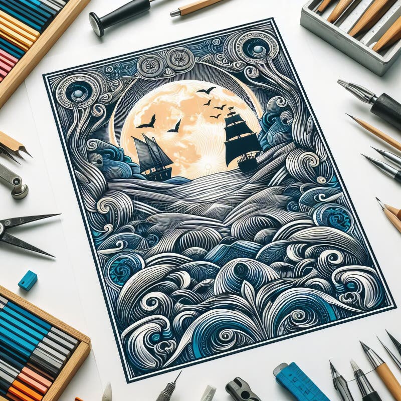 Printmaking Artwork a Traditional Art Form that Involves Crea Stock ...