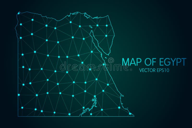 Map of Egypt - with Glowing Point and Lines Scales on the Dark Gradient ...
