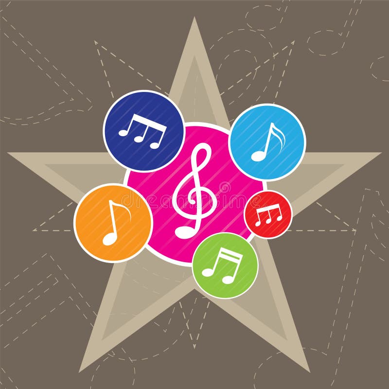 PrintMusic Note Icon on Star Background Stock Vector - Illustration of ...
