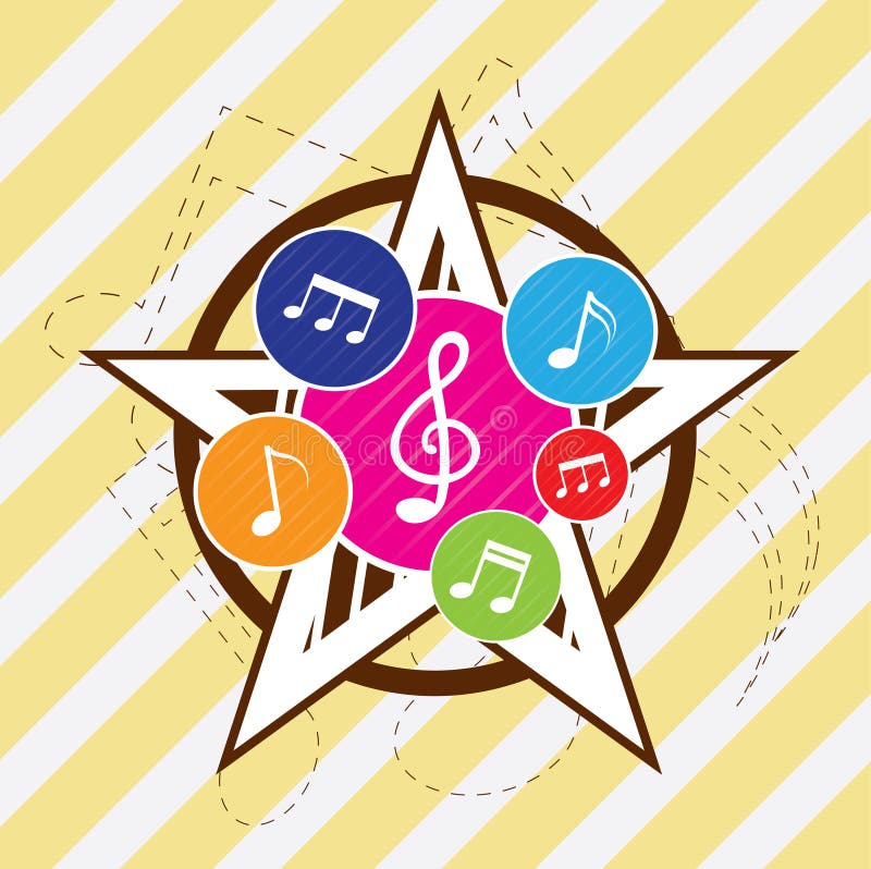 PrintMusic Note Icon on Star Background Stock Vector - Illustration of ...