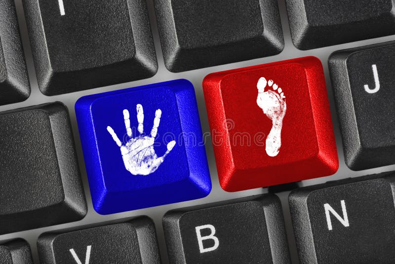 Printout of Hand and Foot on Computer Keys Stock Photo - Image of ...