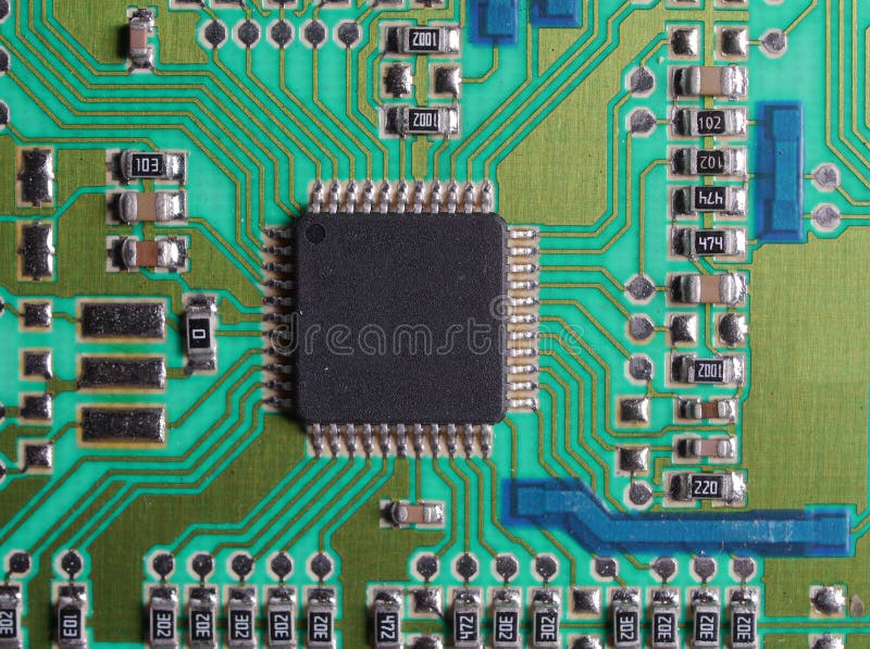 Printplatten mit Chip stockbild. Bild von technik, elektronisch - 27864027