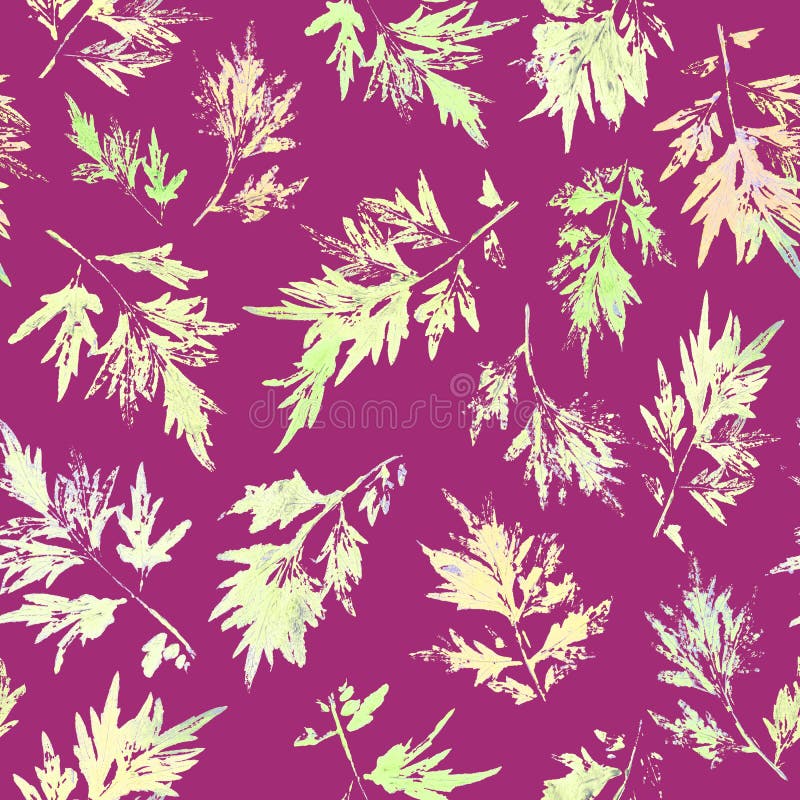 Prints of Abstract Leaves Mix Repeat Seamless Pattern. Digital Hand ...