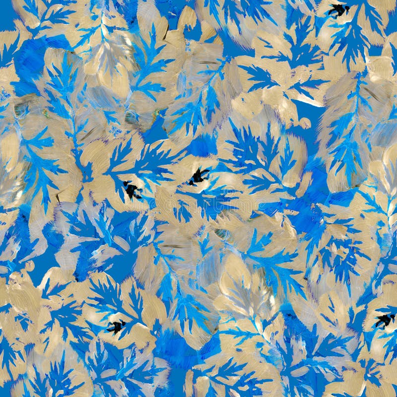 Prints of Abstract Leaves Mix Repeat Seamless Pattern. Digital Hand ...