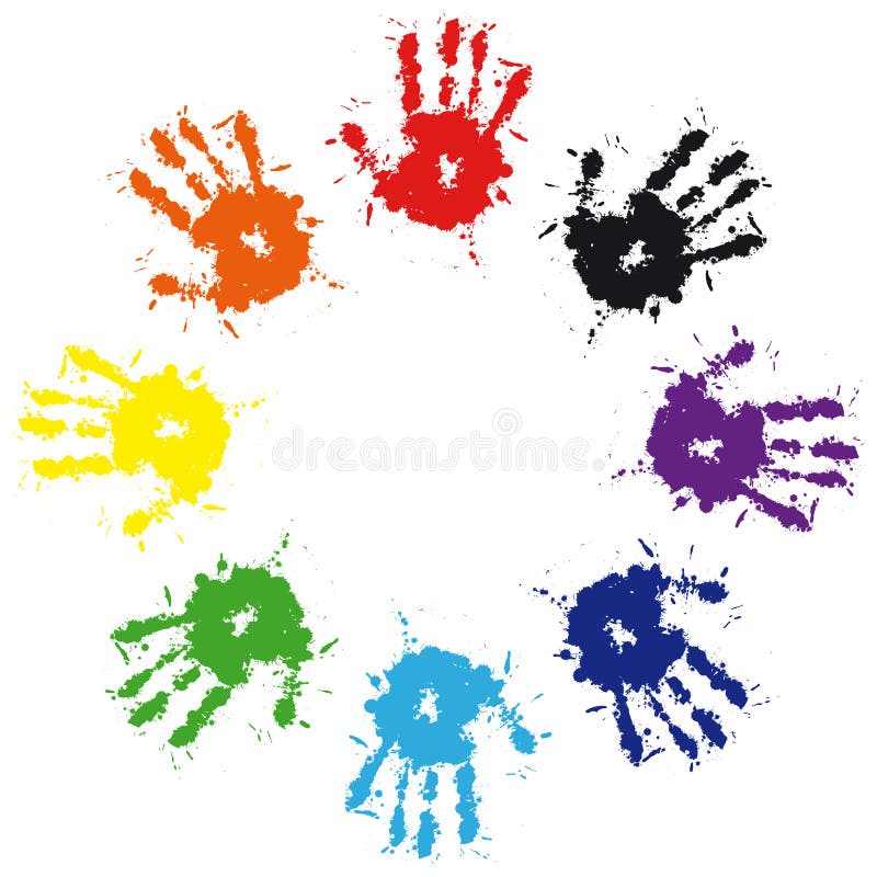 Prints of Hands from Ink Colorful Splash Stock Vector - Illustration of ...