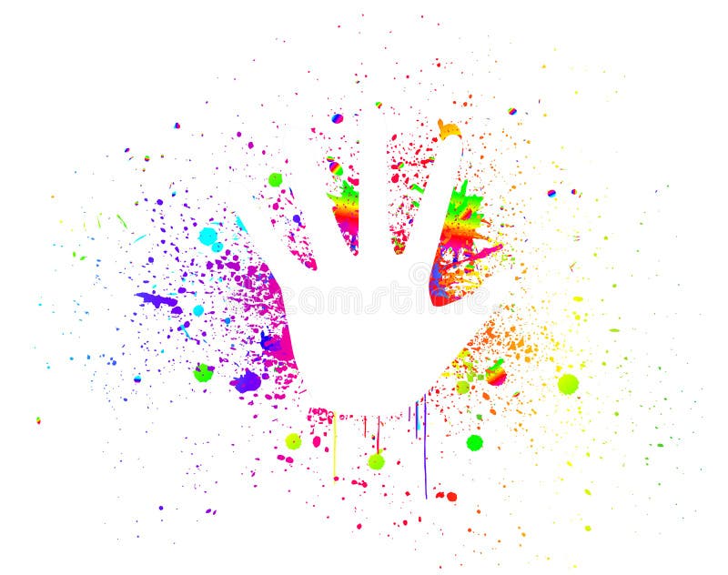 Prints of Hands on Ink Colorful Splash. Vector Stock Vector ...