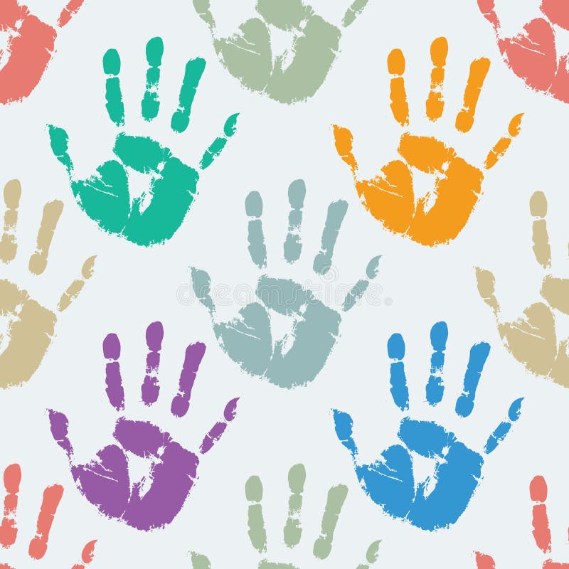 Prints of Hands, Seamless Pattern Stock Vector - Illustration of hands ...
