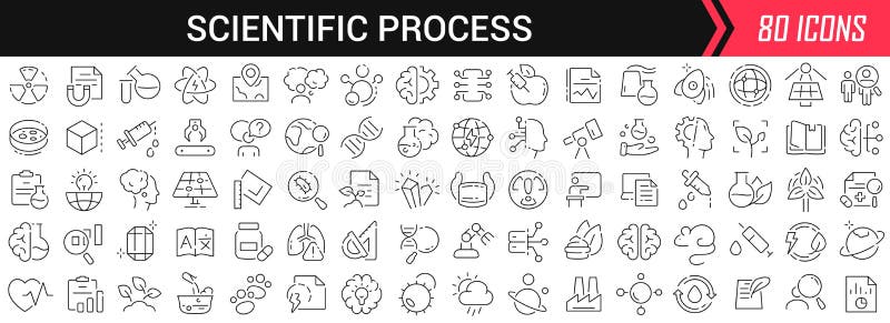 PrintScientific Process Linear Icons in Black. Big UI Icons Collection ...