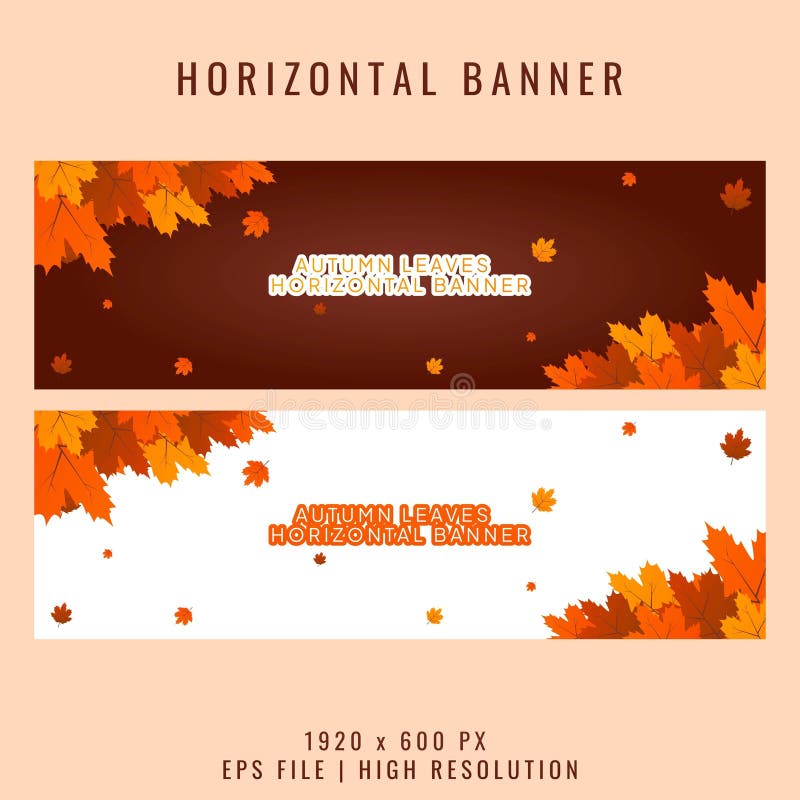 Set of Autumn Leaves Horizontal Banner Design Stock Vector ...