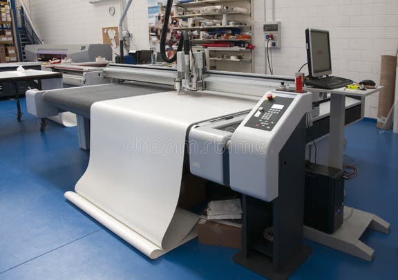 Printshop with Cutting Plotter Stock Photo - Image of professional ...