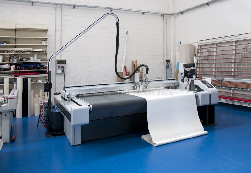Printshop with Cutting Plotter Stock Photo - Image of professional ...