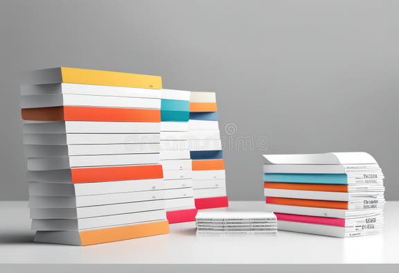 Printshop Interior with Stack of Different Broshures and Booklets on ...