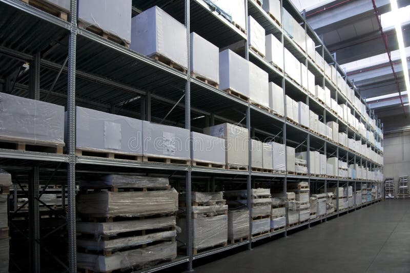 Automated Warehouse (paper) with Robotic Forklift Stock Photo - Image ...