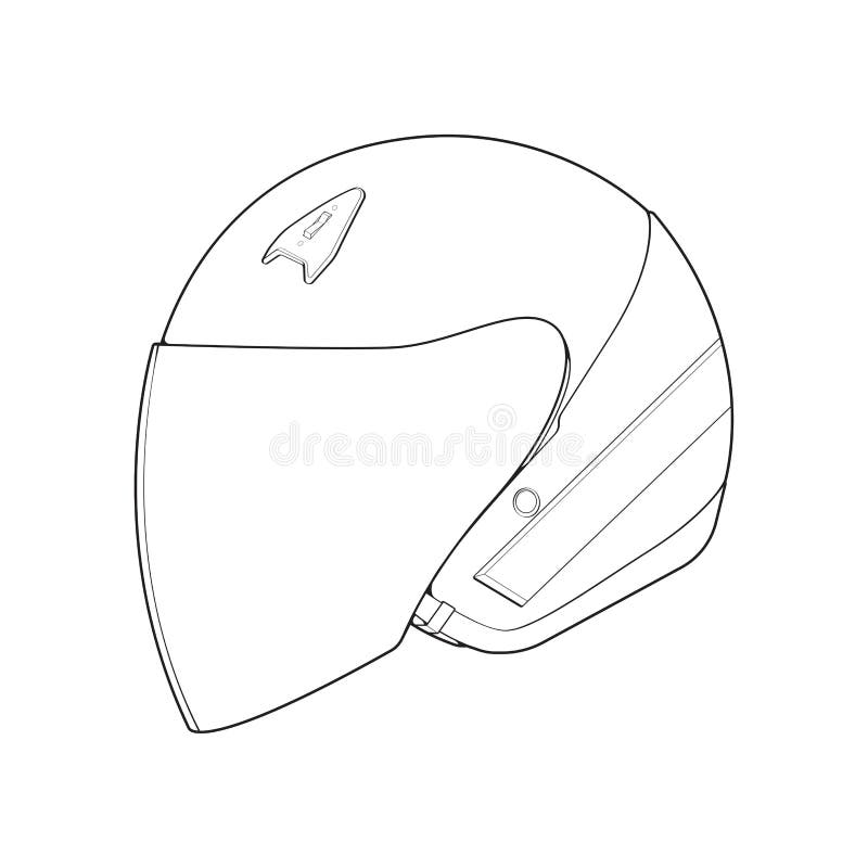 PrintTemplate Helmet Half Face, Line Art Helmet Vector Illustration ...