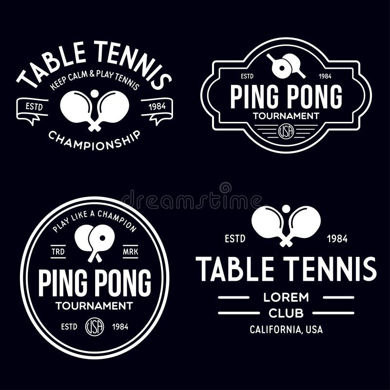 Printvector Set of Ping Pong Logos, Emblems and Design Elements. Table ...
