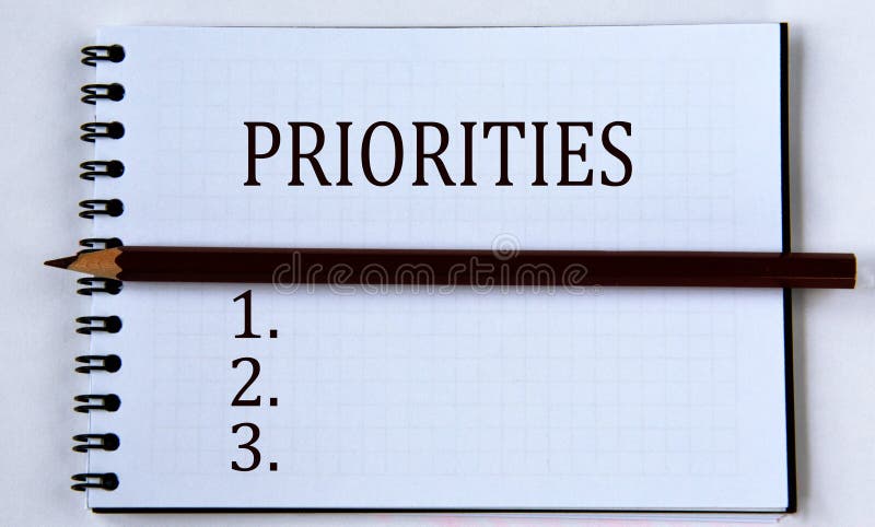 Priorities Word White Notebook Background Pencil Stock Photos - Free ...