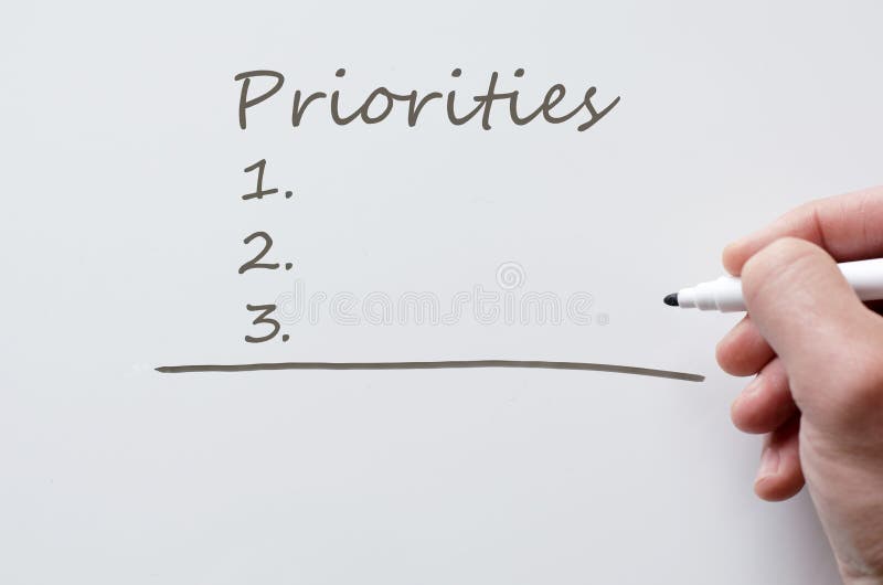 Priorities Written on Whiteboard Stock Illustration - Illustration of ...
