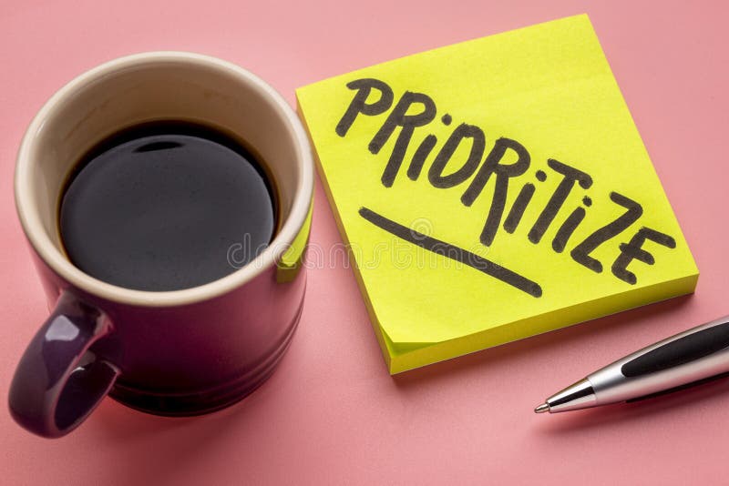 Prioritize Advice or Reminder on Sticky Note Stock Image - Image of ...