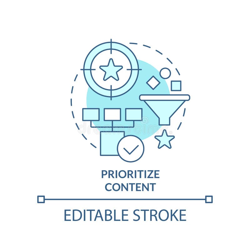 Prioritize Content Turquoise Concept Icon Stock Vector - Illustration ...
